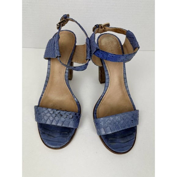 Coach | Shoes | Coach Purple Snakeskin Block Heel Sandals | Poshmark